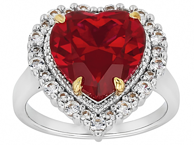 Lab Created Ruby Rhodium & 18k Yellow Gold Over Sterling Silver Ring 6 ...