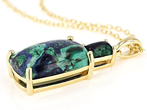 Blue Azurmalachite 18k Gold Over Silver Pendant With Chain - SKH203 | JTV