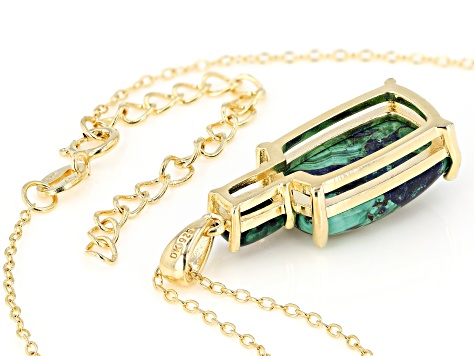 Blue Azurmalachite 18k Gold Over Silver Pendant With Chain - SKH203 | JTV