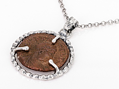 Sterling Silver Constantine Coin Pendant With Chain - SPZ065 | JTV