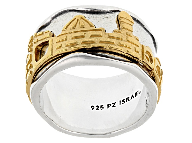 Two Tone Sterling Silver & 14K Yellow Gold Over Sterling Silver ...