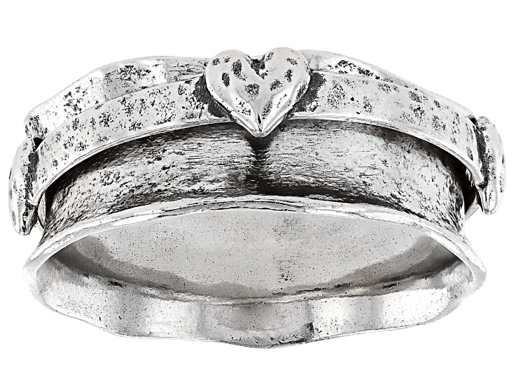 Sterling Silver Heart Spinner Ring - SPZ255A | JTV