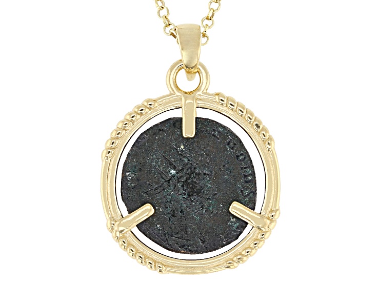 Constantine Coin 14K Gold Over Sterling Silver Pendant With 18" Chain ...
