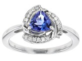 Blue Tanzanite Rhodium Over Sterling Silver Ring 0.77ctw - STK011 | JTV