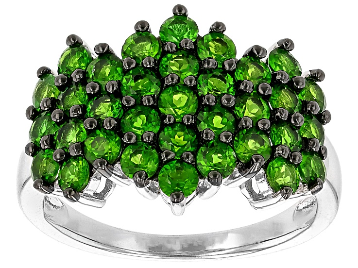 Green Chrome Diopside Rhodium Over Sterling Silver Ring 2.05ctw ...