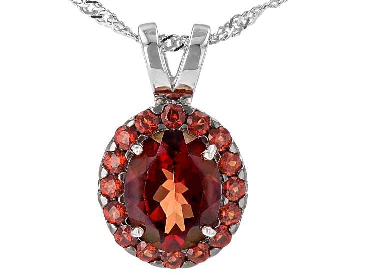 Red Labradorite Rhodium Over Sterling Silver Pendant With Chain 2.60ctw ...