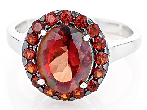 Red Labradorite Rhodium Over Sterling Silver Ring 2.60ctw - STK060 | JTV