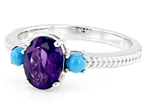 Purple Amethyst Rhodium Over Sterling Silver Ring 1.03ct - STK1079 | JTV