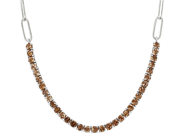Brown Andalusite Rhodium Over Sterling Silver Paperclip Necklace 3 ...