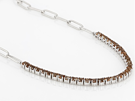 Brown Andalusite Rhodium Over Sterling Silver Paperclip Necklace 3 ...