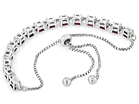 Rhodolite Rhodium Over Sterling Silver Bolo Bracelet 4.20ctw