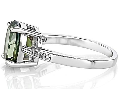 Green Labradorite Rhodium Over Sterling Silver Solitaire Ring 2.96ctw ...