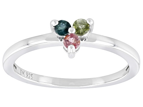 Multi-Color Tourmaline Rhodium Over Sterling Silver Set of 3 Rings 0 ...