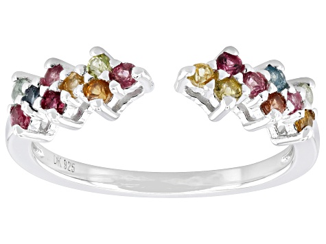 Multi-Color Tourmaline Rhodium Over Sterling Silver Set of 3 Rings 0 ...