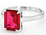 Red Lab Created Ruby Rhodium Over Sterling Silver Solitaire Ring 3.50ct ...