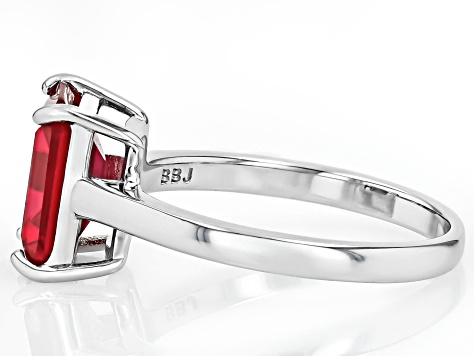 Red Lab Created Ruby Rhodium Over Sterling Silver Solitaire Ring 3.50ct ...
