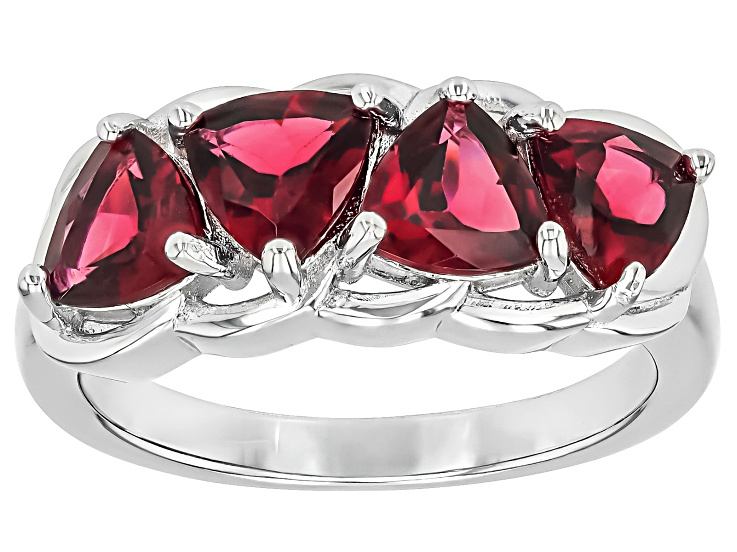 Raspberry Color Rhodolite Rhodium Over Sterling Silver Band Ring 2 ...