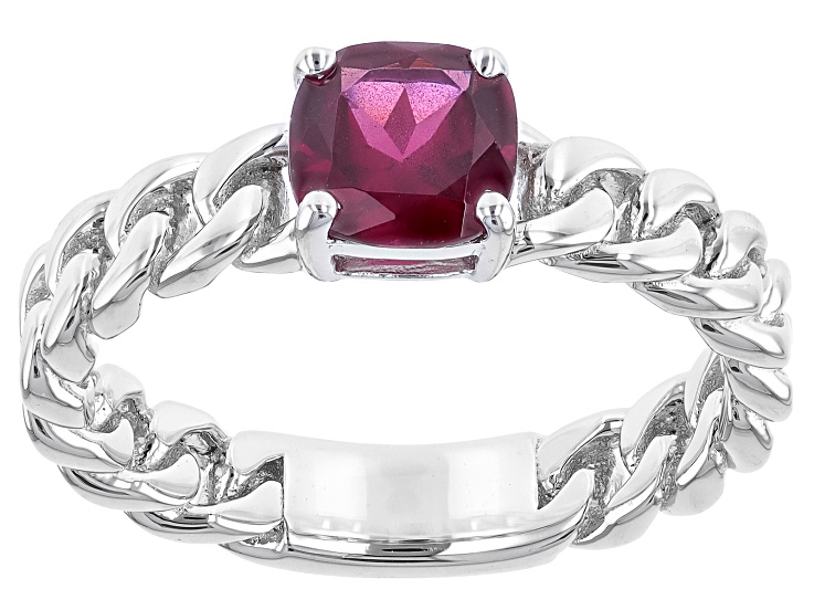 Raspberry Color Rhodolite Rhodium Over Sterling Silver Solitaire Ring 0 ...