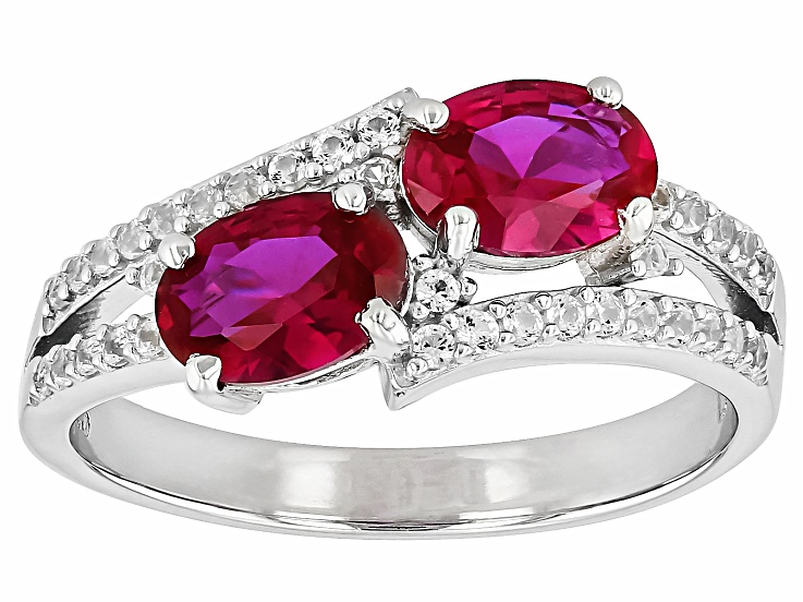 Red Lab Created Ruby Rhodium Over Sterling Silver Ring 1.89ctw - STK556 ...