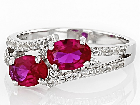 Red Lab Created Ruby Rhodium Over Sterling Silver Ring 1.89ctw - STK556 | JTV