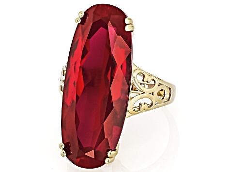 Red Lab Created Ruby 18k Yellow Gold Over Sterling Silver Ring 31.20ctw ...