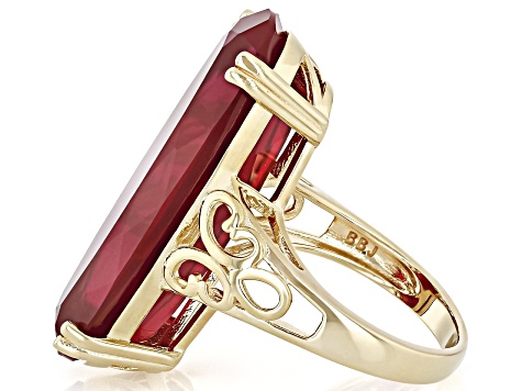 Red Lab Created Ruby 18k Yellow Gold Over Sterling Silver Ring 31.20ctw ...