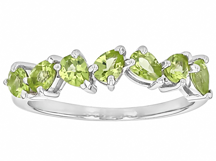Green Peridot Rhodium Over Sterling Silver Band Ring 0.89ctw - STK745 | JTV