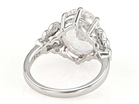 Danburite with White Zircon Rhodium Over Sterling Silver Ring 4.84ctw - STK884 | JTV