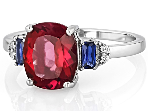 Red Lab Created Bixbite Rhodium Over Sterling Silver Ring 2.28ctw ...