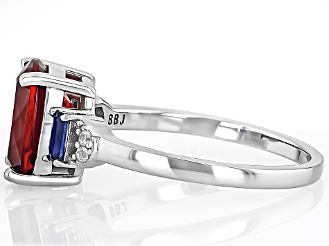 Red Lab Created Bixbite Rhodium Over Sterling Silver Ring 2.28ctw ...