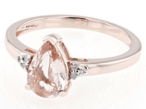 Morganite With White Diamond 18k Rose Gold Over Sterling Silver Ring 1 ...