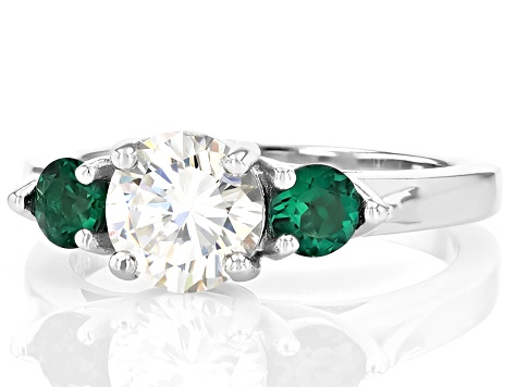 Strontium Titanate and lab created emerald rhodium over silver three ...