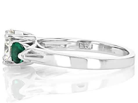Strontium Titanate and lab created emerald rhodium over silver three ...
