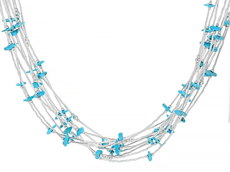 Blue Sleeping Beauty Turquoise Liquid Silver Multi-Strand Necklace ...