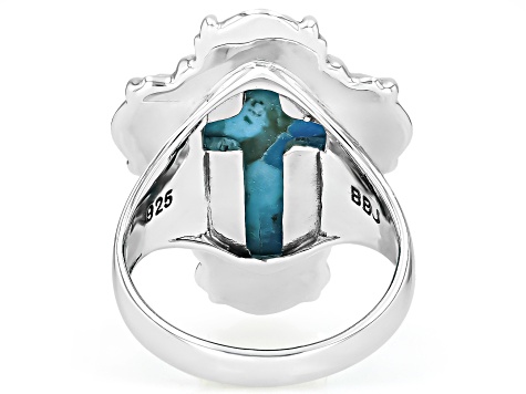 20x13mm Blue Composite Turquoise Sterling Silver Cross Ring - SWE3778 | JTV