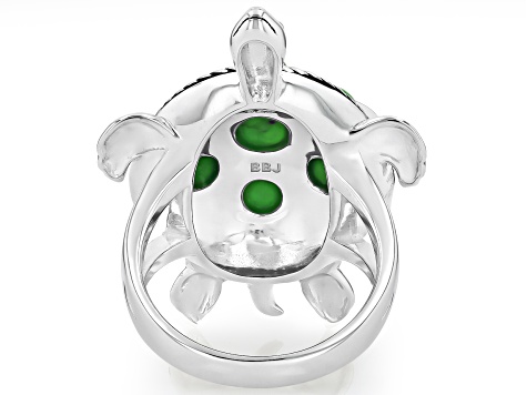 4-5mm Green Turquoise Sterling Silver Turtle Ring - SWE3805 | JTV