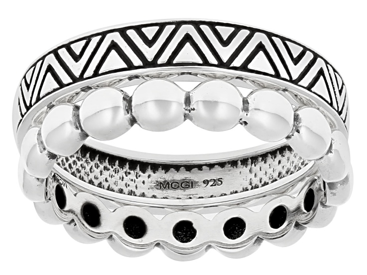 Sterling Silver Set of 2 Band Rings - SWE4008 | JTV