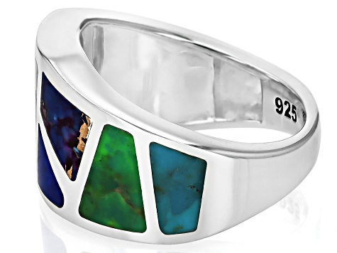 Multi-Gemstone Sterling Silver Inlay Ring - SWE4056 | JTV