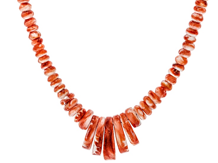 Spiny Oyster Shell Sterling Silver Graduated Necklace - SWE4105 | JTV