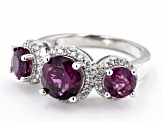 Purple Fluorite With White Zircon Rhodium Over Sterling Silver Ring 4 ...