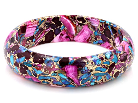 Blended Turquoise With Purple Spiny Oyster Shell Bangle Bracelet ...