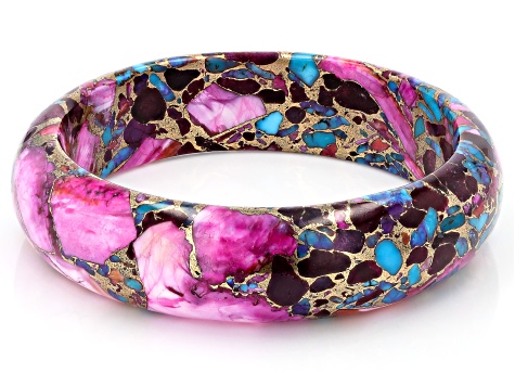 Blended Turquoise With Purple Spiny Oyster Shell Bangle Bracelet ...