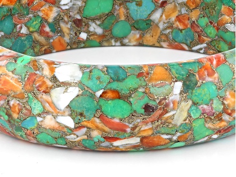Blended Green Turquoise With Spiny Oyster Shell Bangle Bracelet ...