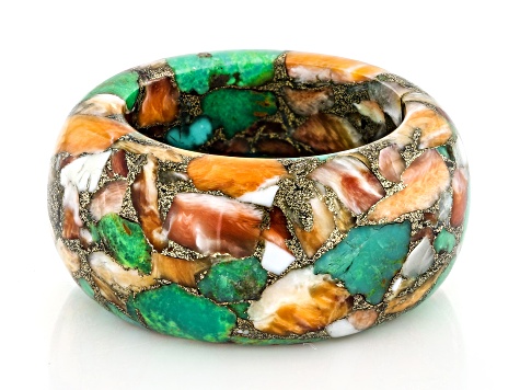 Blended Green Turquoise With Spiny Oyster Shell Band Ring - SWW750F | JTV