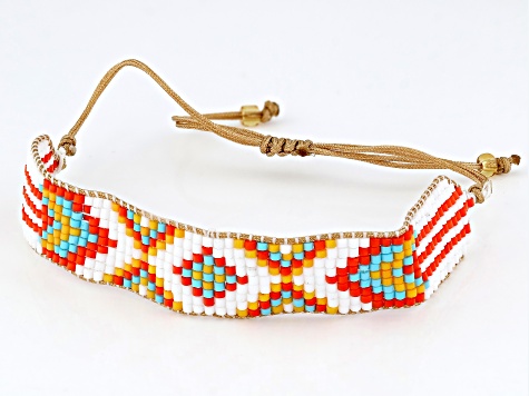 Multi-Color Glass Bead Corded Bolo Bracelet - SWW813 | JTV