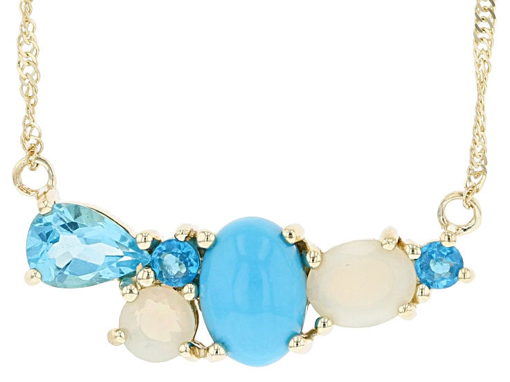 Blue Sleeping Beauty Turquoise 10k Yellow Gold Necklace - TCG243 | JTV