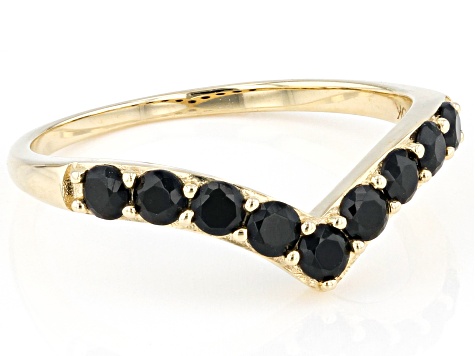 Black Spinel 10k Yellow Gold Chevron Band Ring 0.50ctw - TCG254 | JTV