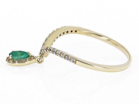 Green Emerald 10k Yellow Gold Charm Ring 0.45ctw - TCG264B | JTV