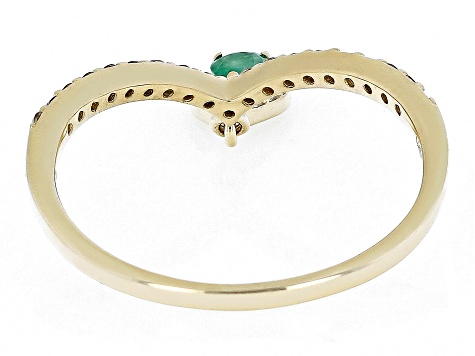 Green Emerald 10k Yellow Gold Charm Ring 0.45ctw - TCG264B | JTV