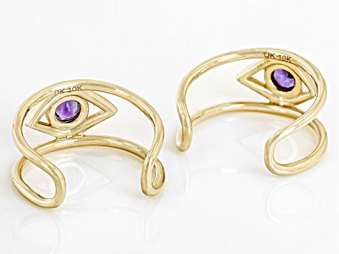 Purple African Amethyst 10k Yellow Gold Ear Cuffs 0.14ctw - TCG307B | JTV